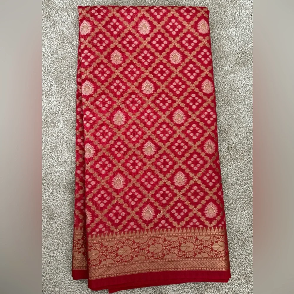 nalli | Sarees | Brand New Nalli Cotton Silk With Fine Zari Red Golden ...